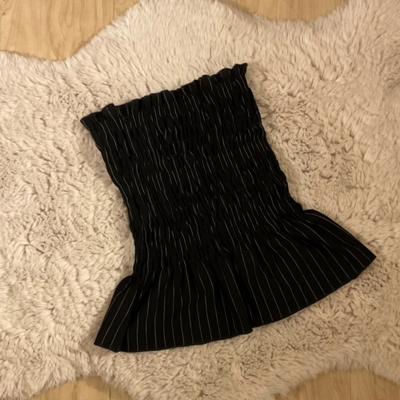 Zara | Tops | Zara Pinstripe Ruched Tube Top | Poshmark